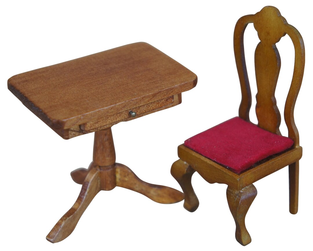 Vintage B Shackman & Co Miniature Wood Dollhouse Furniture Desk and ...