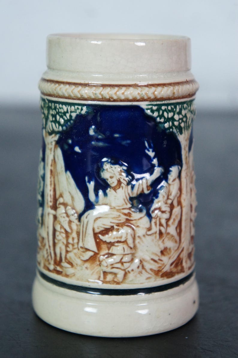4 Vintage German Miniature Ceramic Fairy Tale Beer Steins Mugs Cups 4 ...
