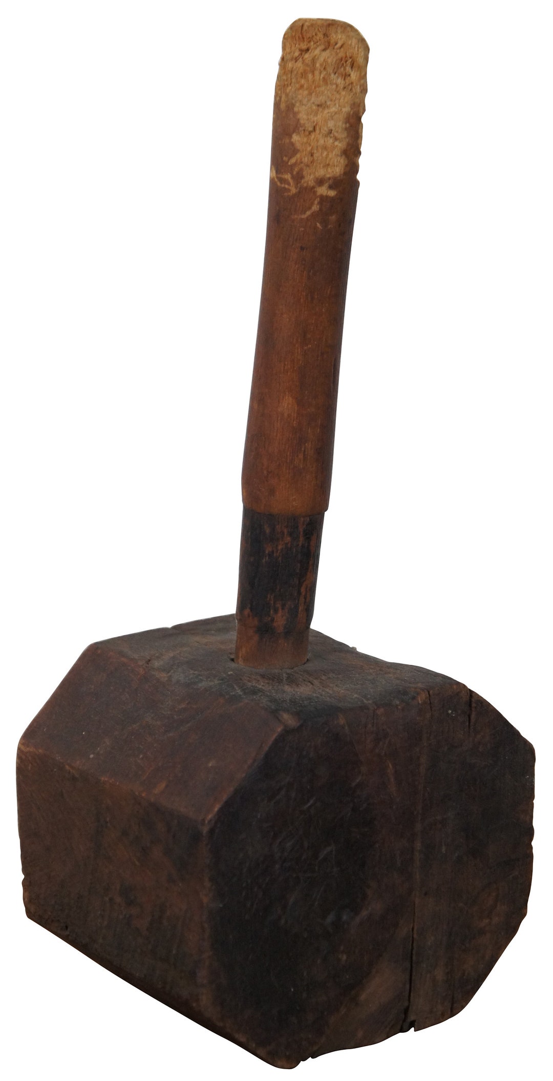 Antique Primitive Rustic Wooden Octagonal Sledge Hammer Carpenter ...