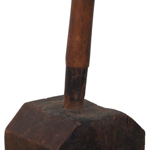Antique Primitive Rustic Wooden Octagonal Sledge Hammer Carpenter ...