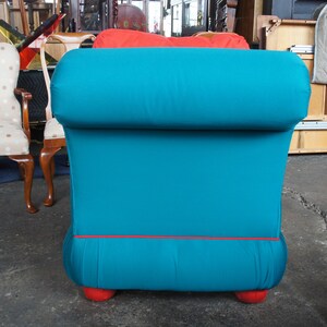 Post Modern Overstuffed Turquoise Blue Upholstered Slipper Chair ...