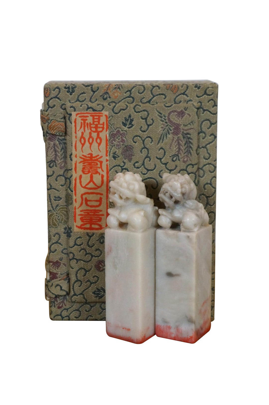 2 Chinese Carved Soapstone Fu Foo Dog Seals Stamps Personalized Don ...