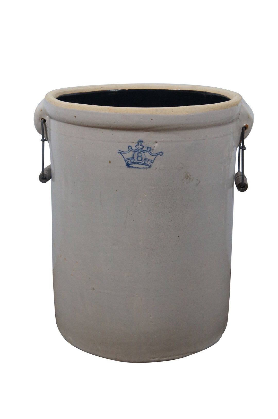 Antique Robinson Ransbottom Stoneware Blue Crown Pottery 8 Gallon Crock ...