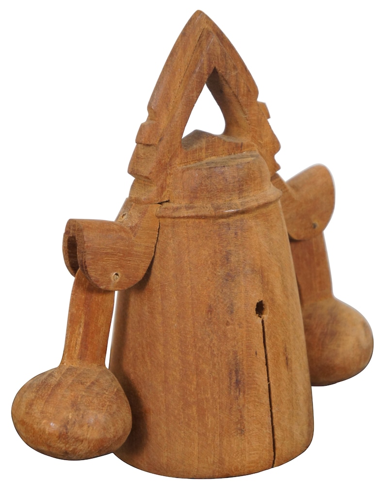 Vintage Folk Art Carved Wood Double Clapper Cow Ox Bell Chime | Etsy