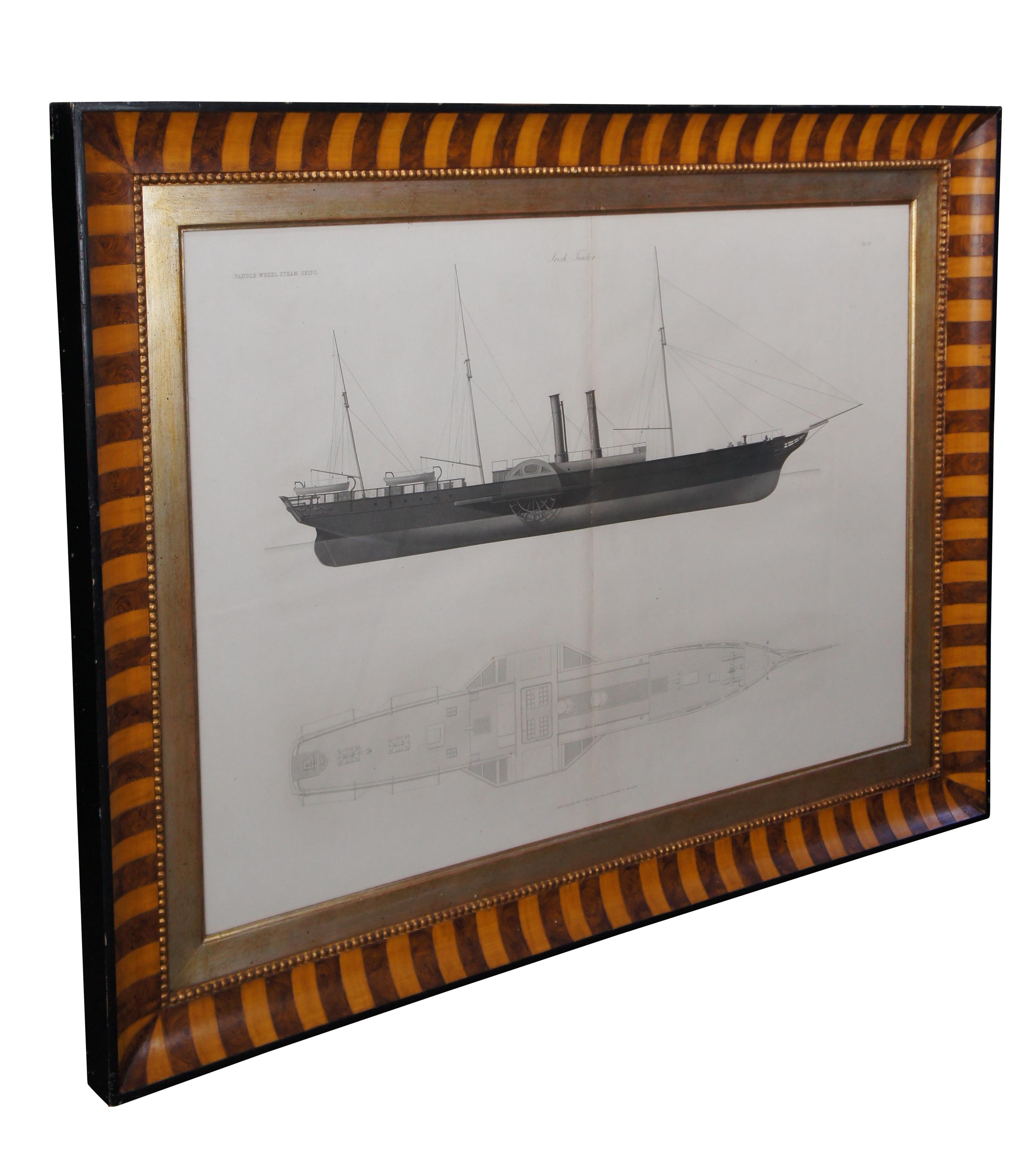 1864 John Scott Russell Paddle Wheel Blueprint Steam Ship Engraving ...