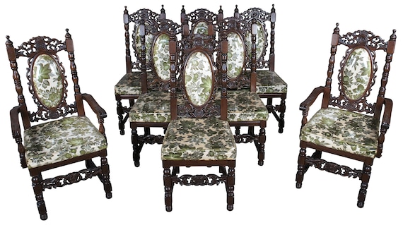 8 Vintage 20th Century Charles II Carolean Style Carved Oak - Etsy