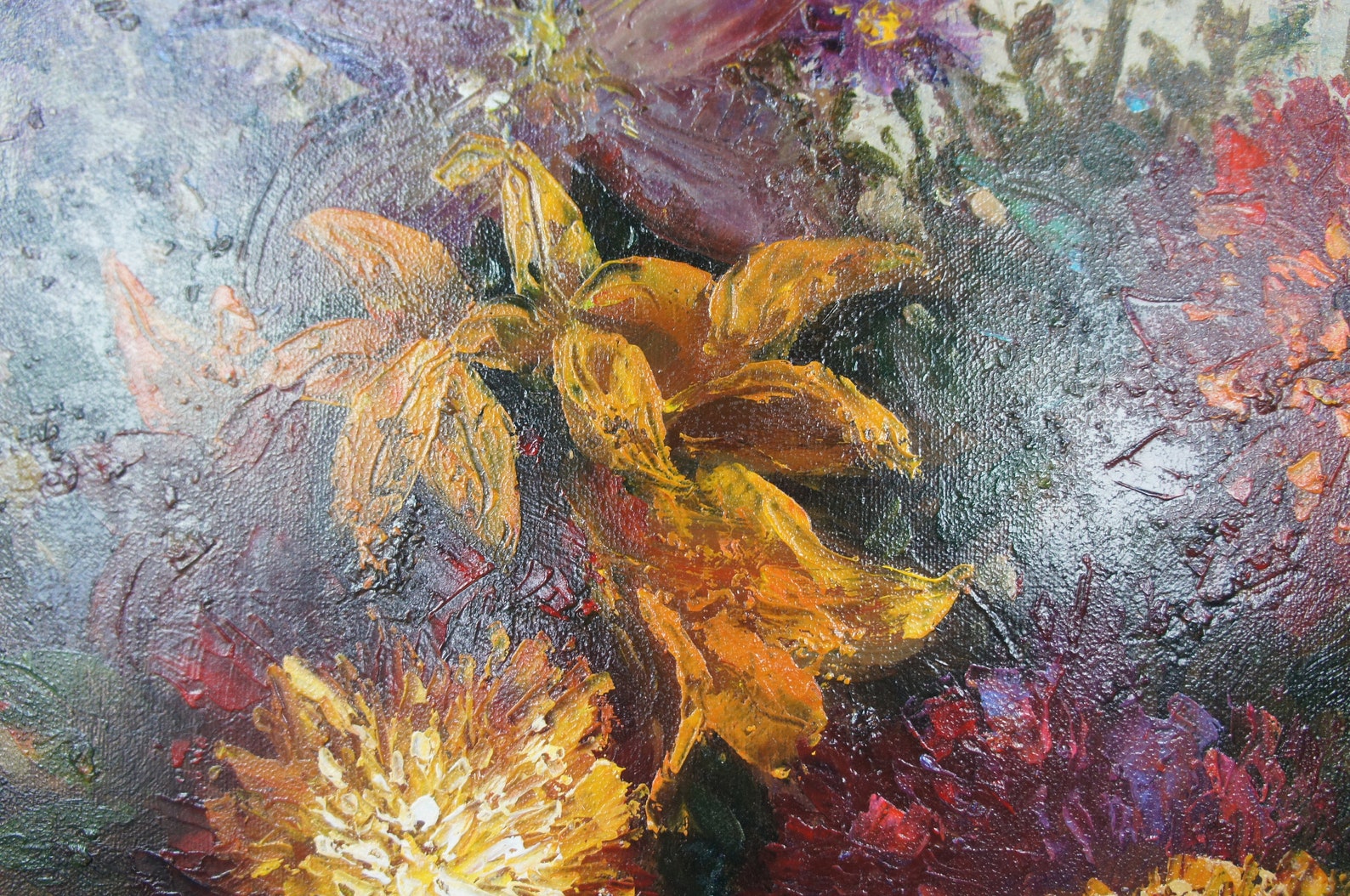Still Life Floral Oil Painting by Van Matino Vibrant Flower Bouquet in ...