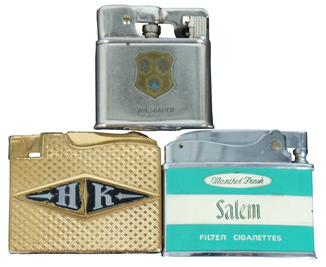 3 Cigarette Cigar Smoking Pocket Lighters Lunder 1000 Elgin American ...