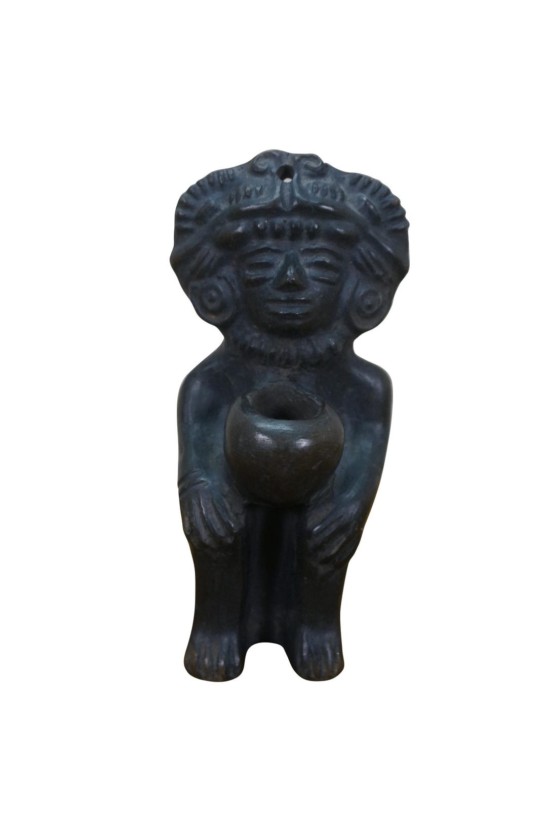 1950s Mayan Aztec Barro Negro Pottery Candle Holder Incense Burner ...