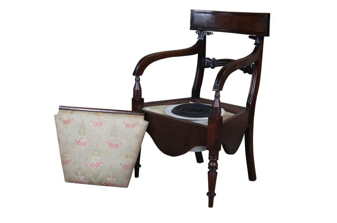Antique Early 19th C. English Regency Mahogany Commode Arm Chair W ...