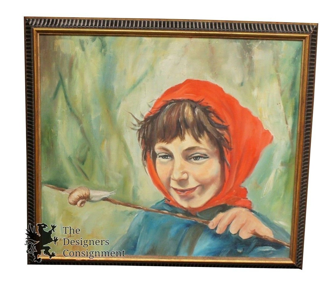 Vintage Oil Painting on Canvas Little Red Riding Hood Realism | Etsy
