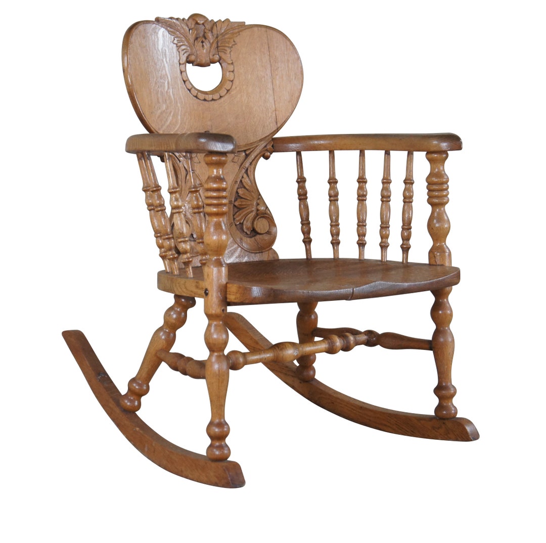 Antique Late Victorian Carved Quartersawn Oak Barrel Back Rocking Chair ...