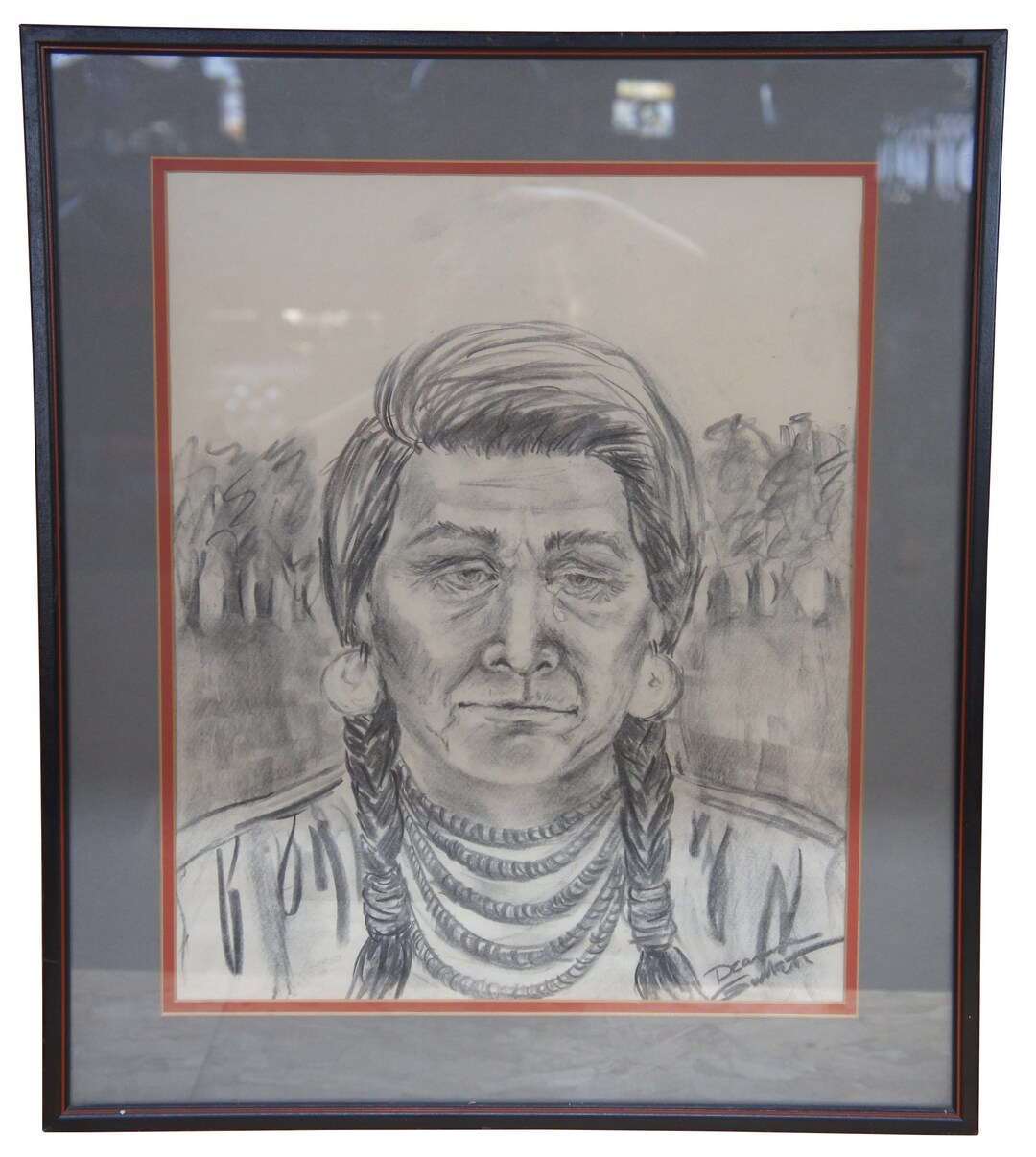 1979 Original Charcoal Portrait Native Drawing Chief Framed Artwork - Etsy
