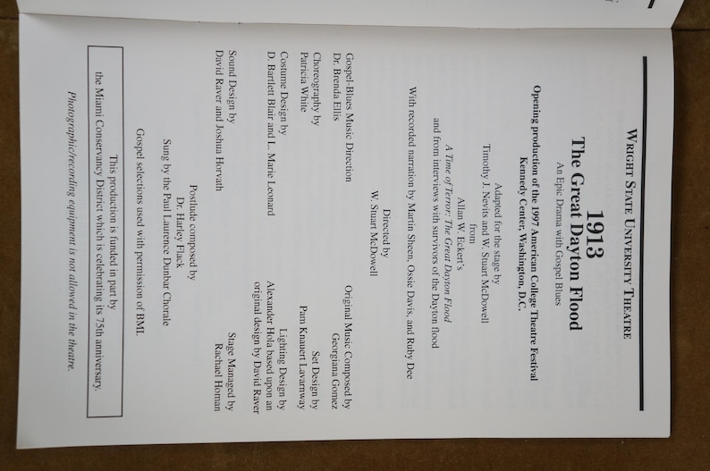 1997 Wright State University Theatre Program & Tickets Great Dayton ...