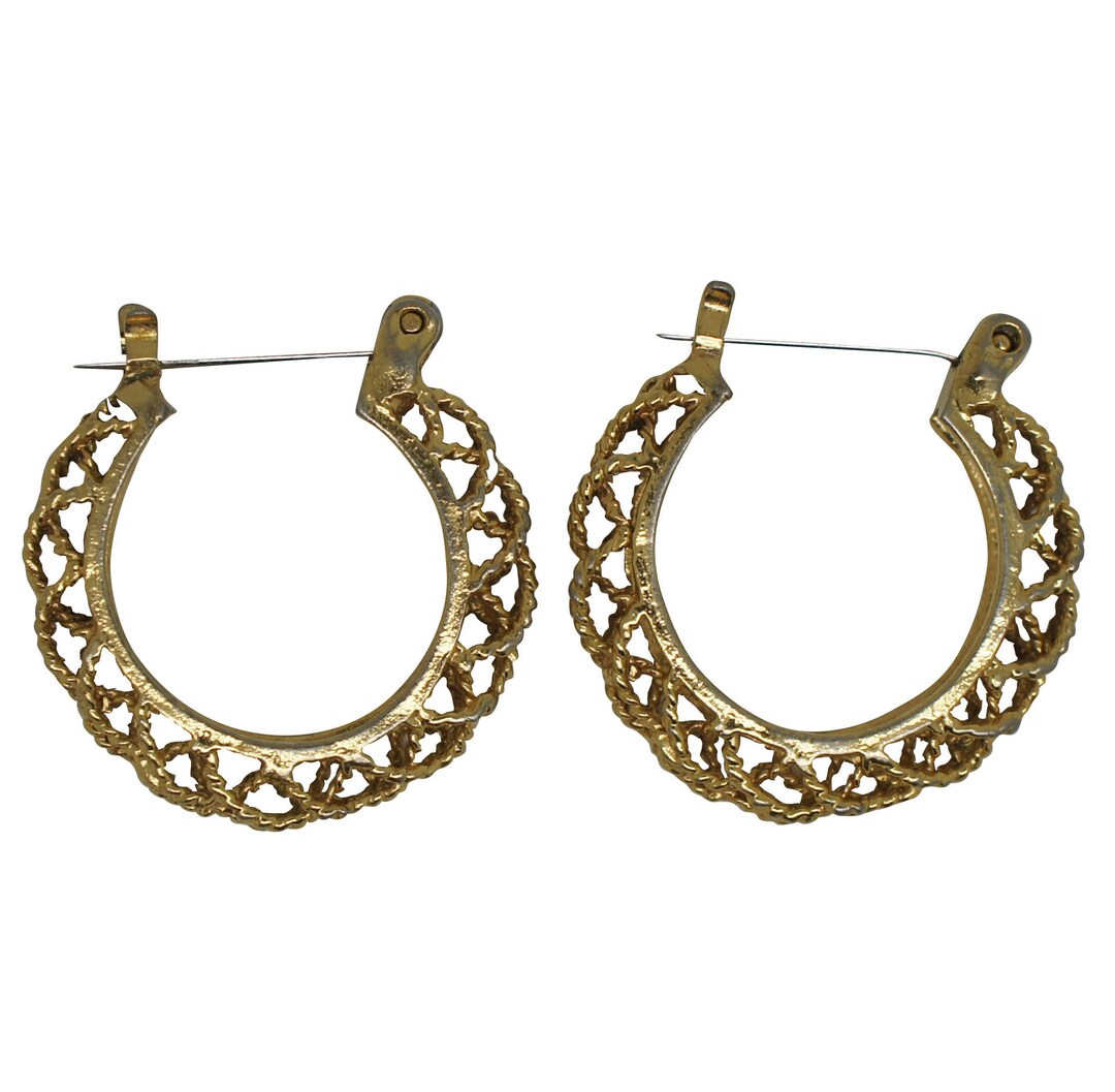 Vintage Pair of Gold Tone Braided Rope Twist Filigree Hoop Earrings - Etsy