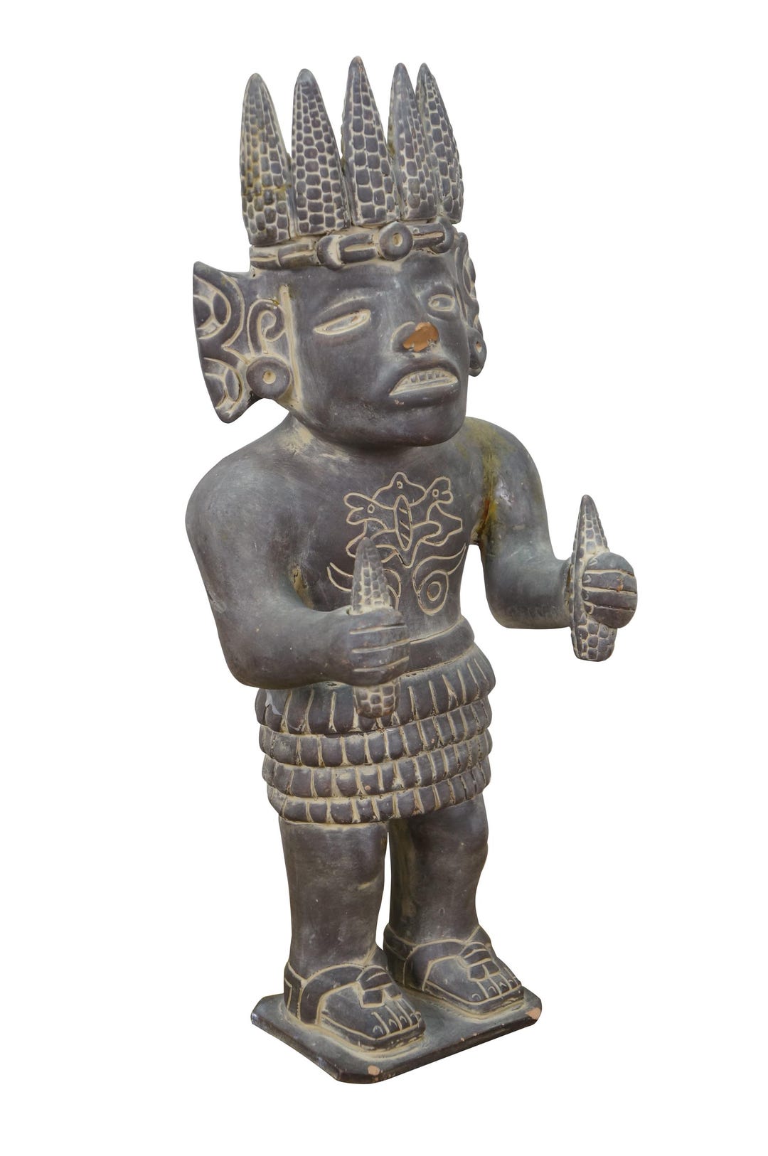 Vintage Terracotta Pottery Mayan God Maize Corn Sculpture Statue 19" - Etsy