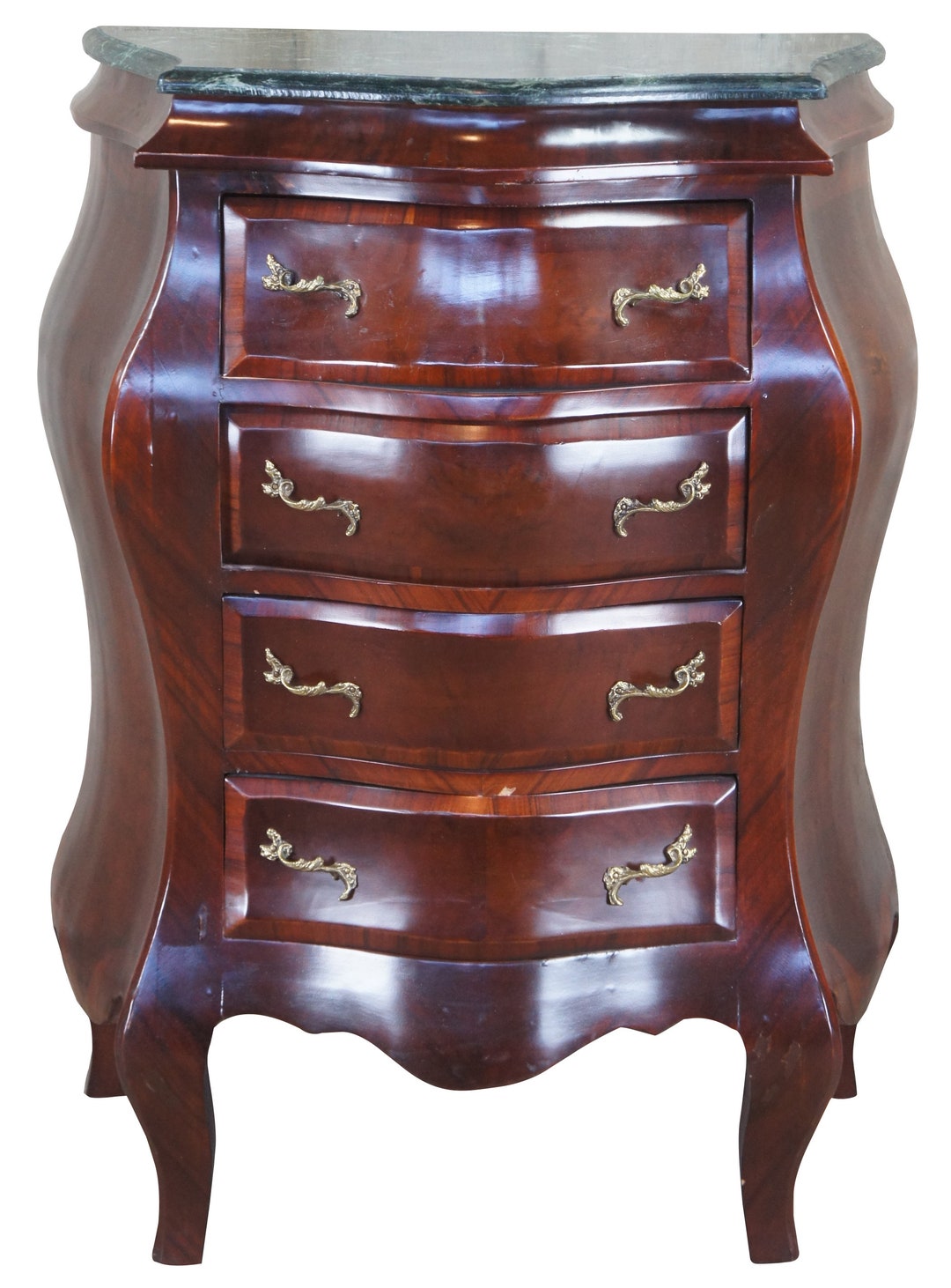 Antique Italian Rococo Crotch Mahogany Marble Bombe Lingerie Commode ...