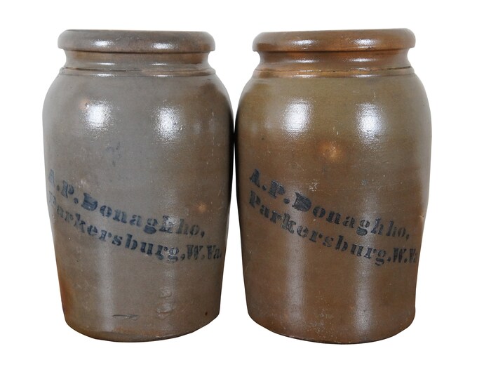 Antique Crock A.P. Donaghho Crock, Parkersburg, WV 10 Antique Stoneware ...
