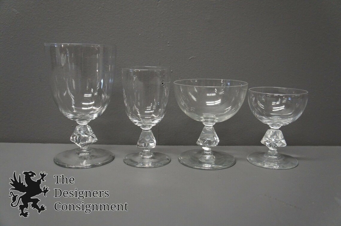 24 Piece Bryce Hand Blown Glass & Crystal Accented Wine - Etsy