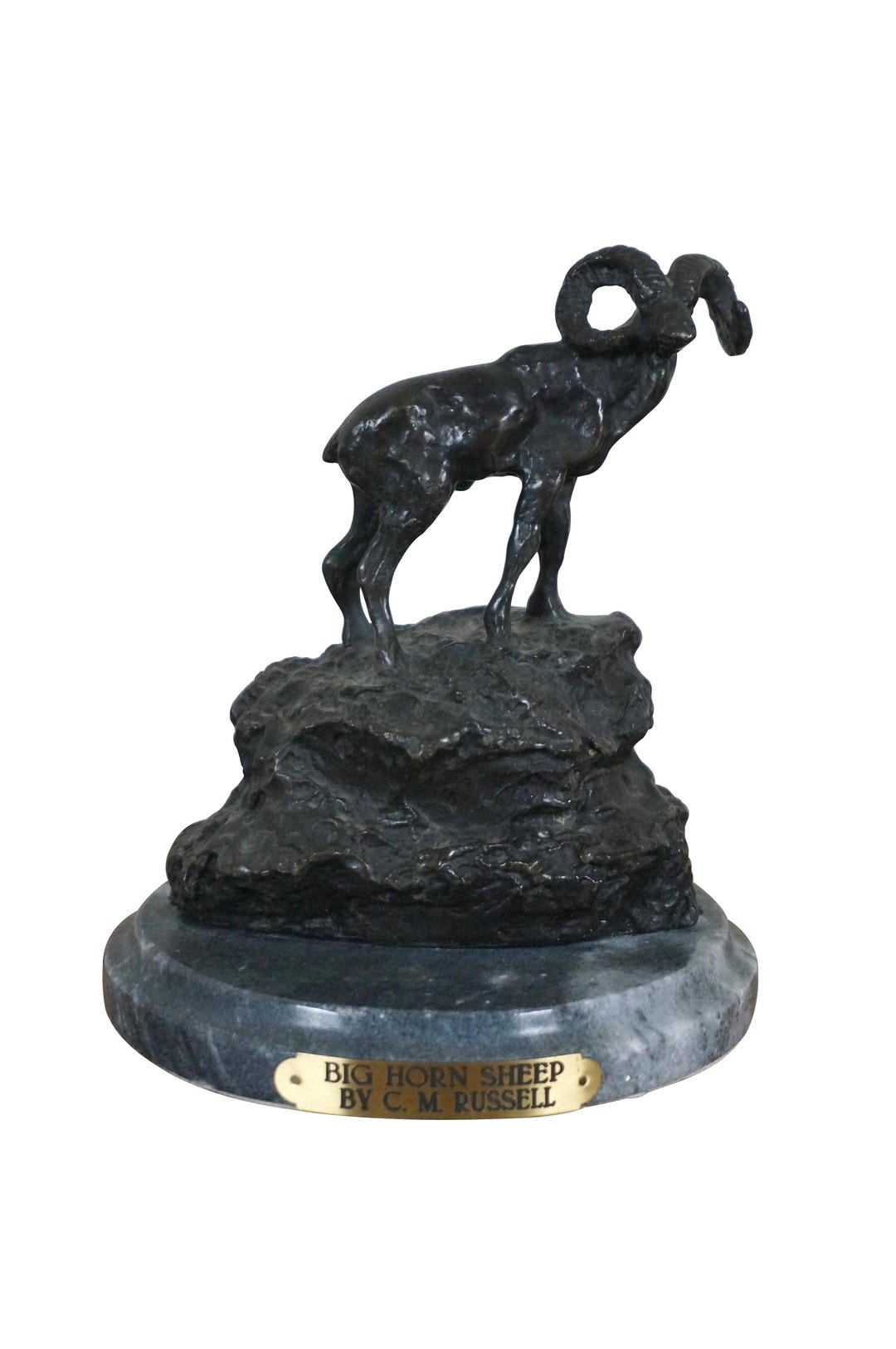 Charles Marion Russell Bronze Big Horn Sheep Ram Hunt Figurine ...