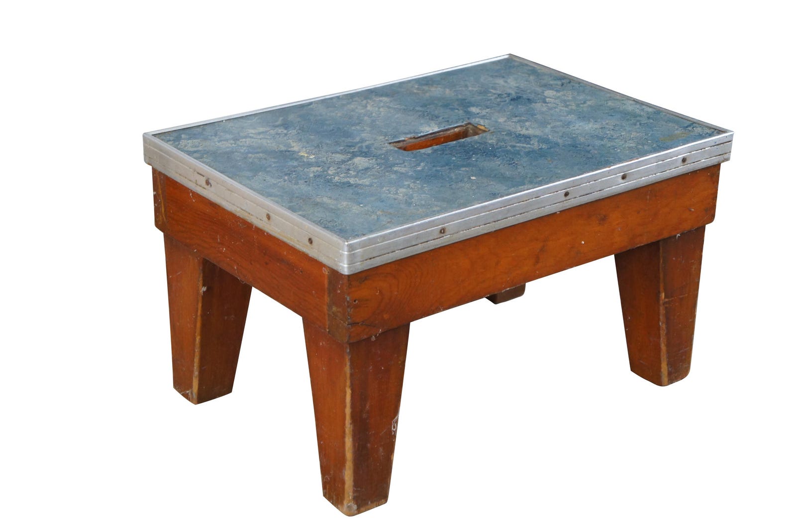 Vintage American Country Primitive Pine Step Foot Stool Handled Formica ...