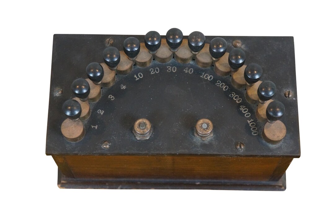Antique Oak Bakelite Brass Electrical Resistor Resistance Decade Box 8 ...