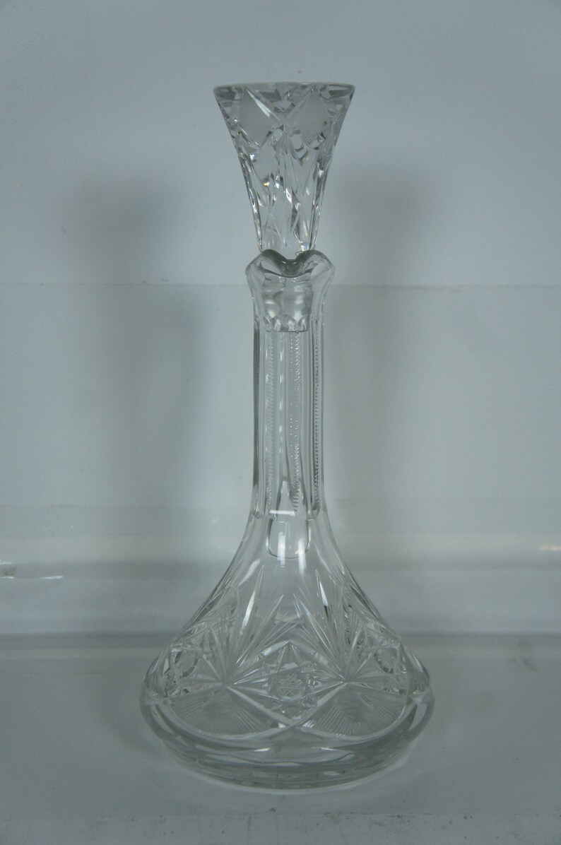 Mid Century Cut Glass Wine Liquor Decanter Jug Pitcher W Stopper 14” - Etsy