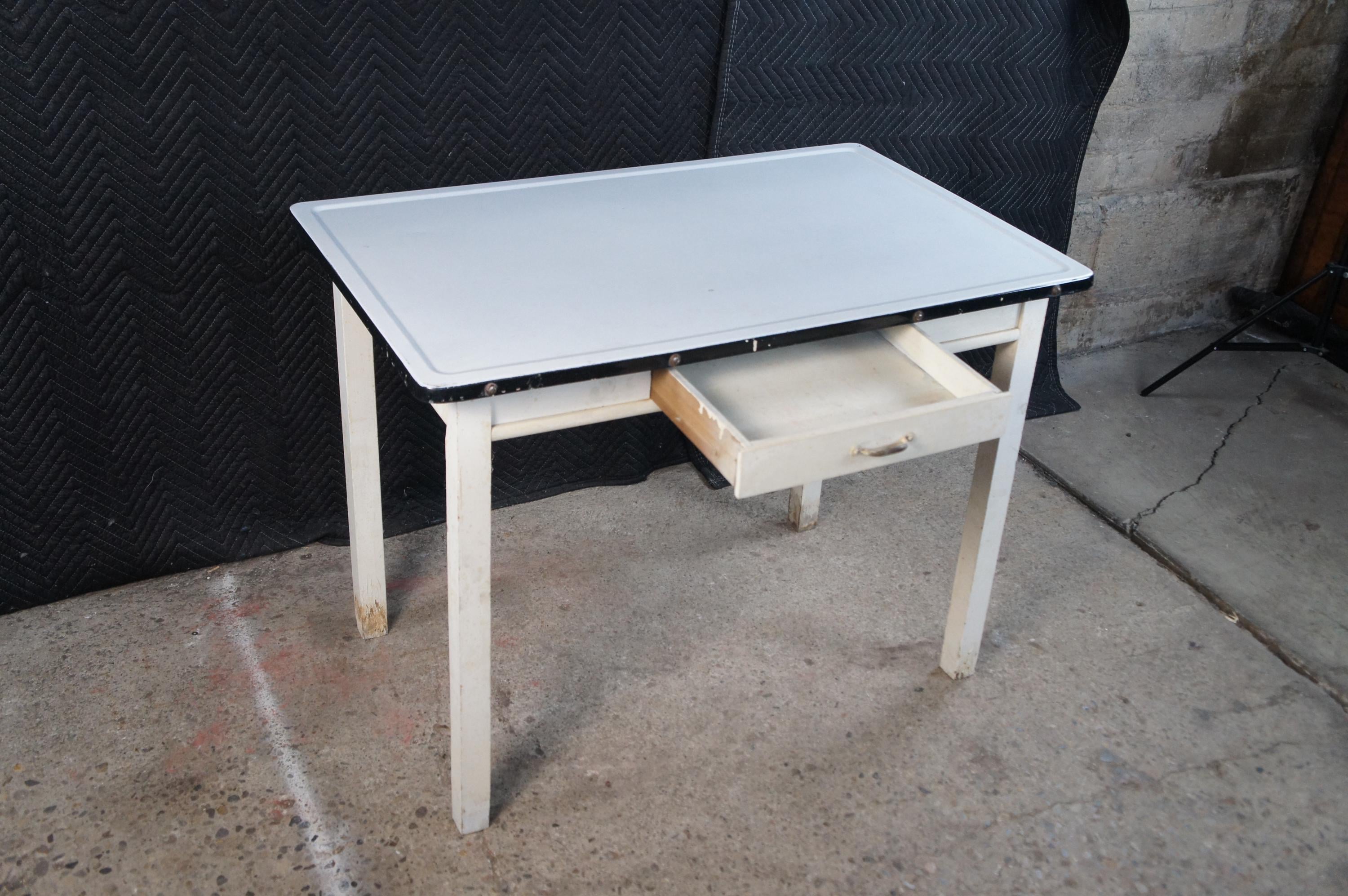 Mid Century Enameled Metal Kitchen Hoosier Farmhouse Table Desk 40" - Etsy