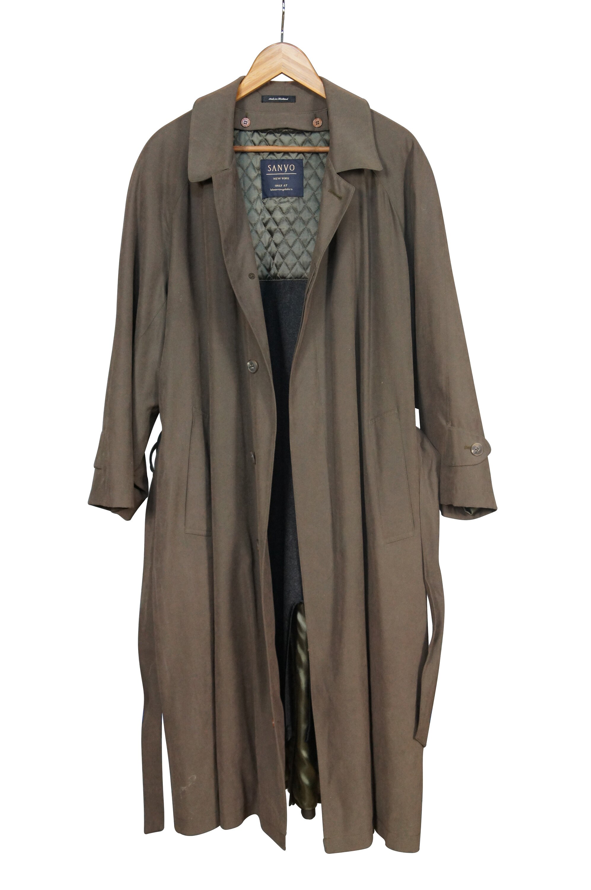 Vintage Sanyo New York Bloomingdales Olive Green Trench Coat Vintage Sanyo New York Bloomingdales Olive Green Trench Coat