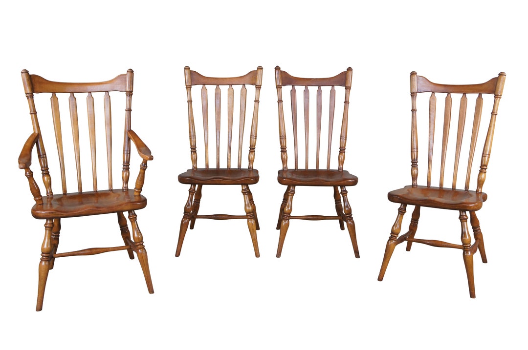 4 Antique Cushman Colonial Creation Fairfield Maple Dining Arm Side ...