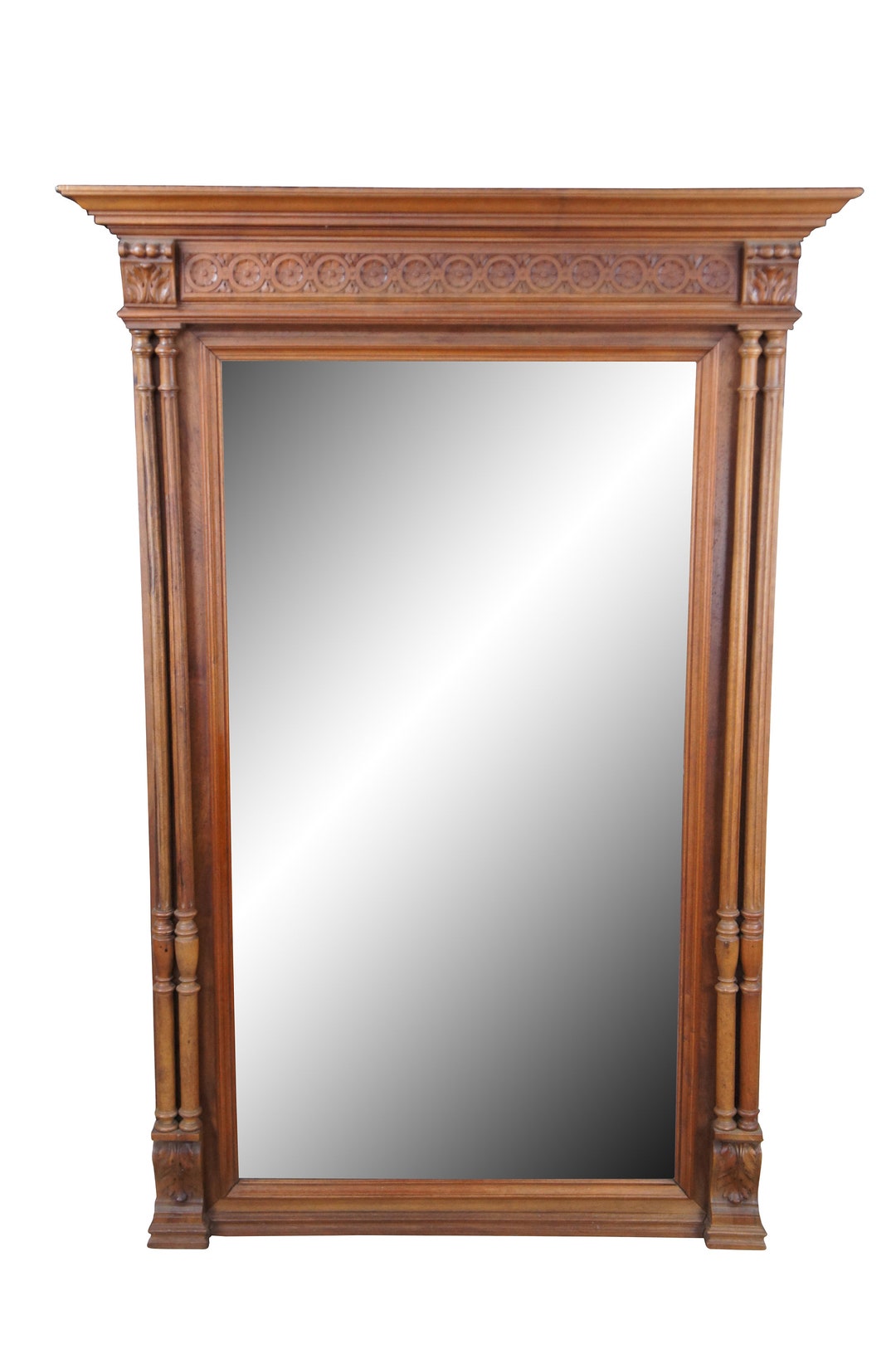 Antique French Renaissance Revival Walnut Overmantel Vanity Mirror 58 ...