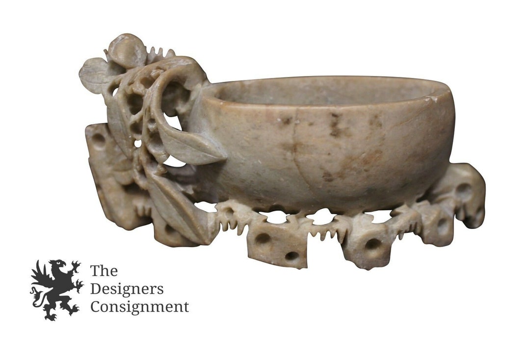 Collectible Rare Hand Carved Asian Oriental Soapstone Writing Inkwell ...