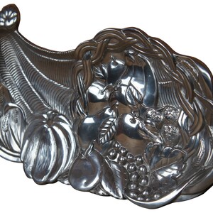 Vintage Lenox Aluminum Cornucopia Basket Thanksgiving Harvest Tray ...