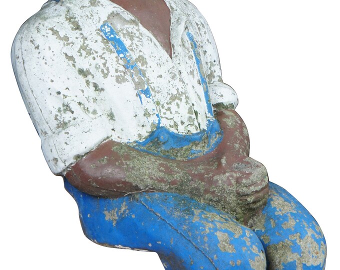 Heavy Concrete Fisherman Seated Boy Fishing Statue Americana Lawn ...