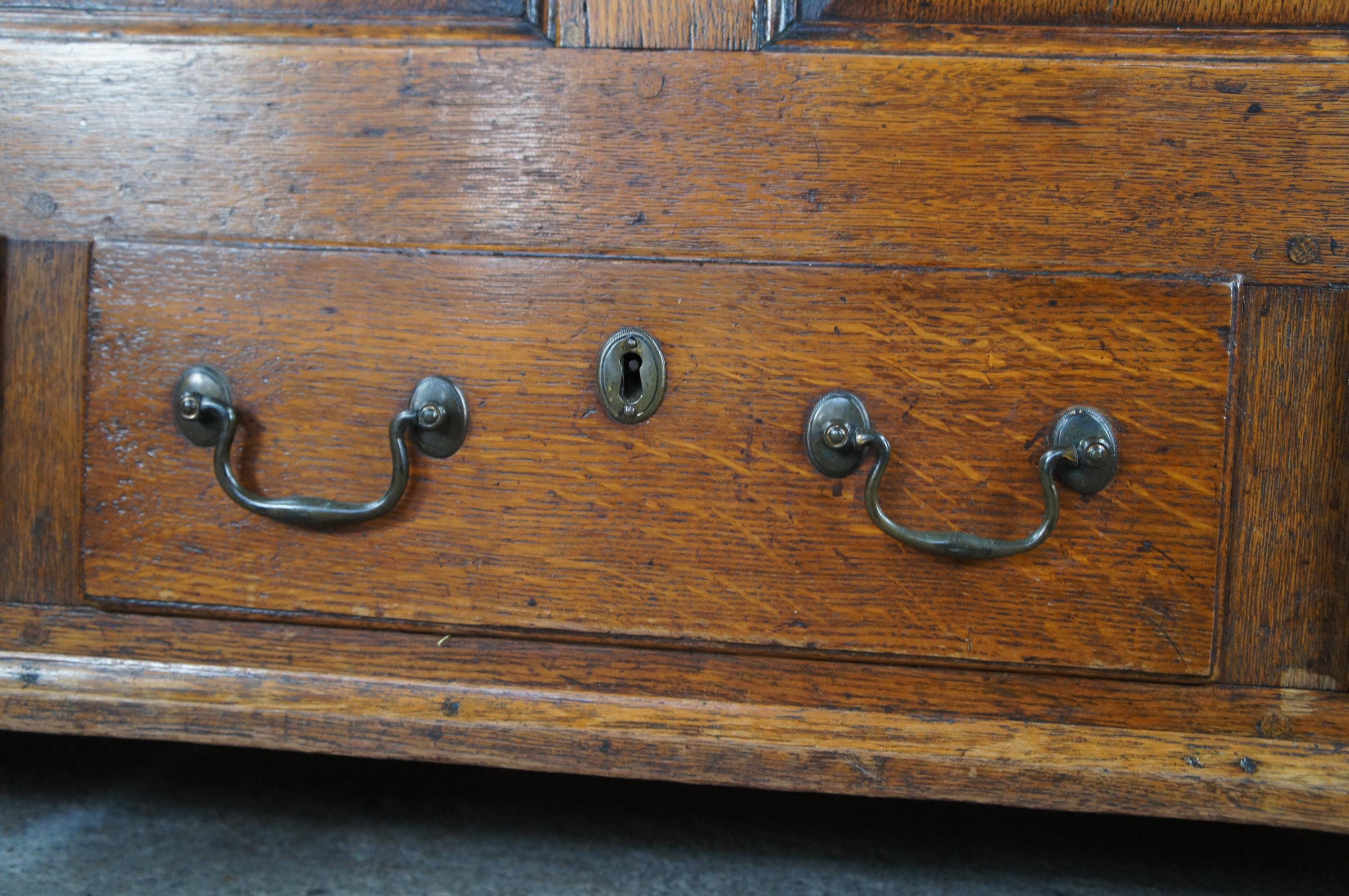 Antique 18th C. English Georgian Quartersawn Oak Mule Dowry Chest Trunk ...