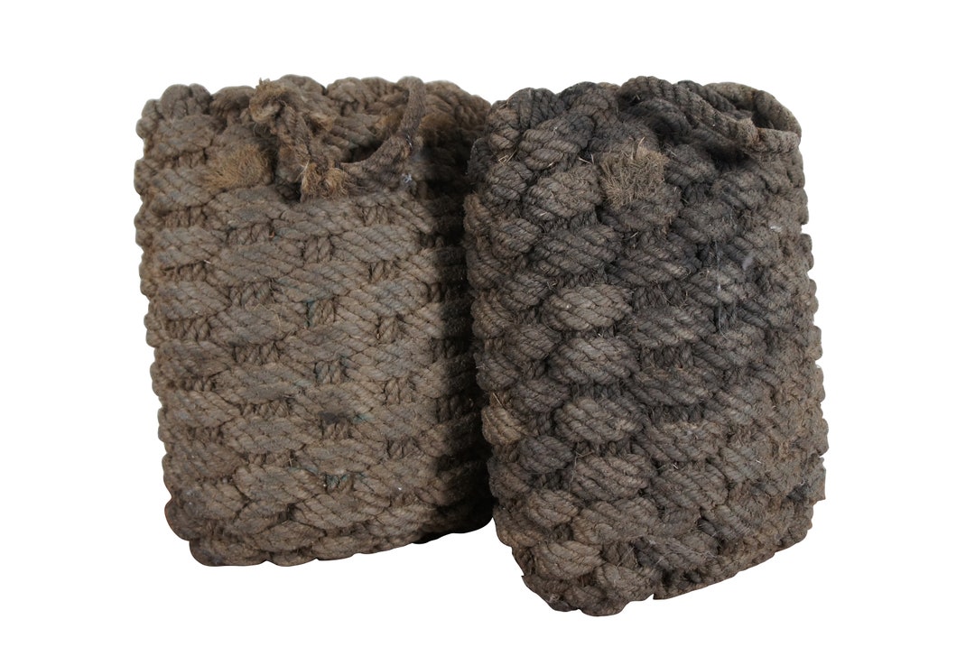 2 Antique Nautical Woven Hemp Rope Braided Marine Ship Boat Bumper ...
