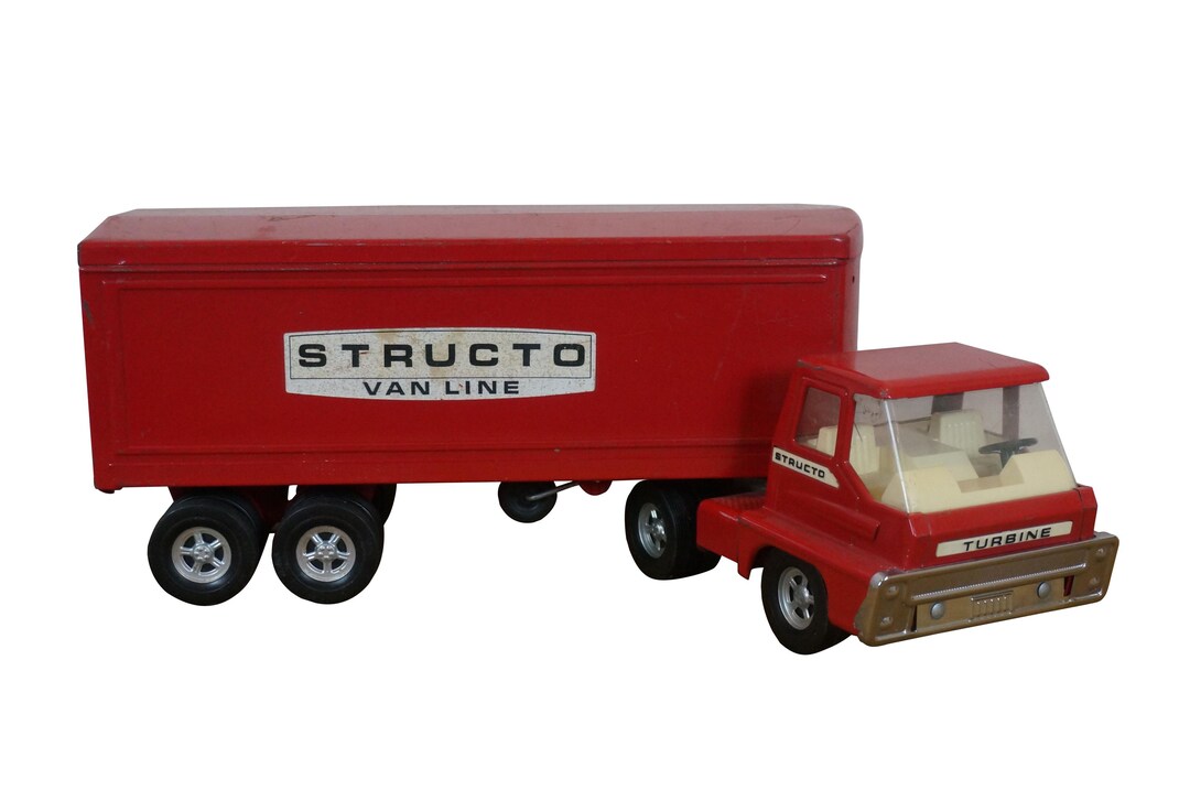 Structo 1960s Pressed Steel Van Line Turbine Semi Truck Tractor Trailer ...