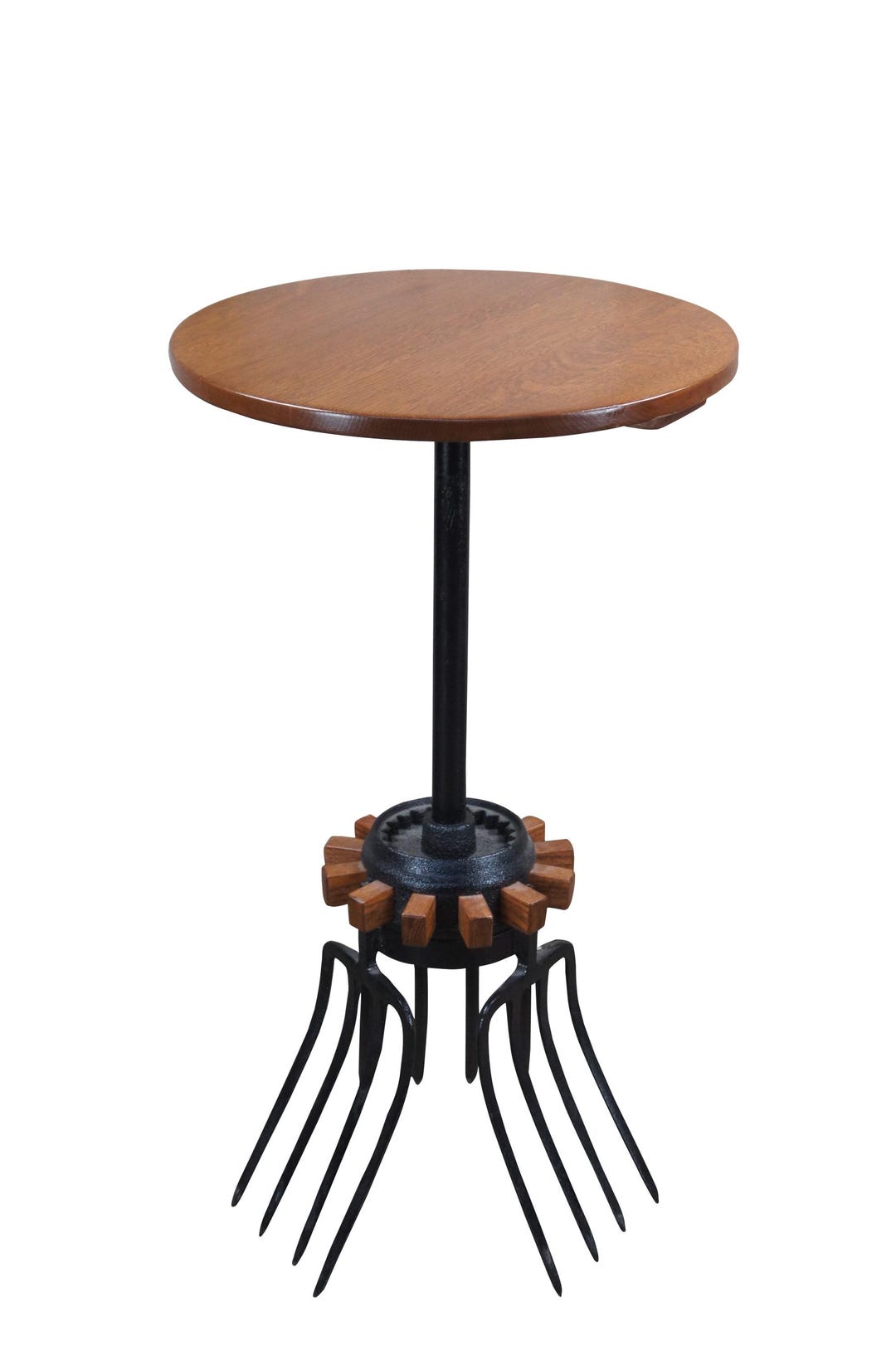 Handmade Oak Industrial Reclaimed Cast Iron Wagon Wheel Pitchfork ...