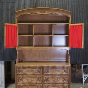 Basic Witz French Provincial Serpentine Fruitwood Dresser & Hutch ...