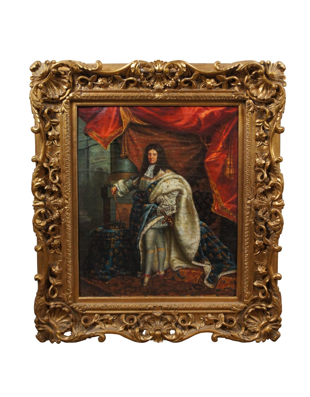 King Louis XIV in Royal Robes Portrait Oil Painting After Hyacinthe ...
