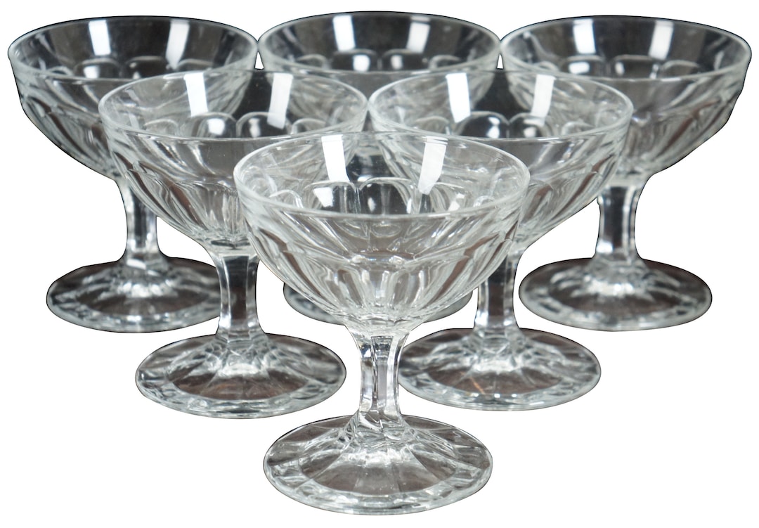 6 Heisey Colonial Pattern 1930s Sherbert Glasses Champagne Cocktail Art ...