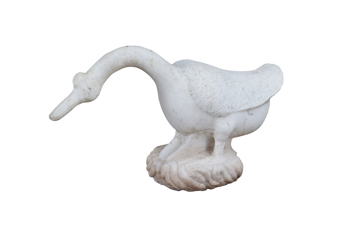Antique Italian Carved Marble Stone Goose Geese Bird Garden Sculpture ...