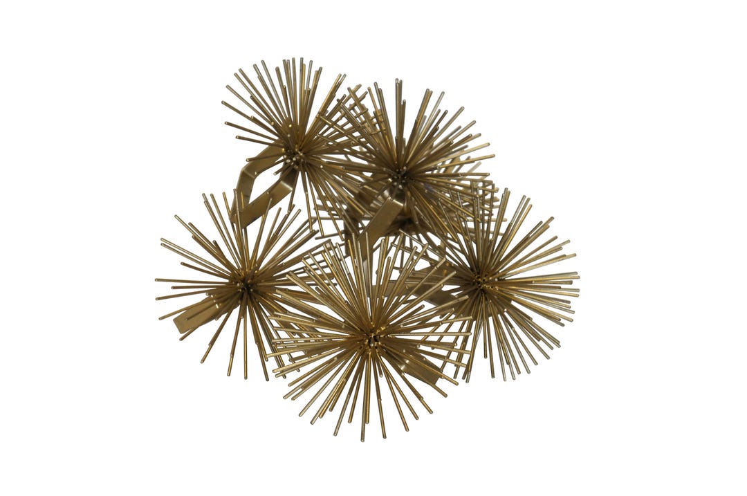 6 Torre & Tagus Sea Urchin Atomic Starburst Spike POD Gold Napkin Rings ...