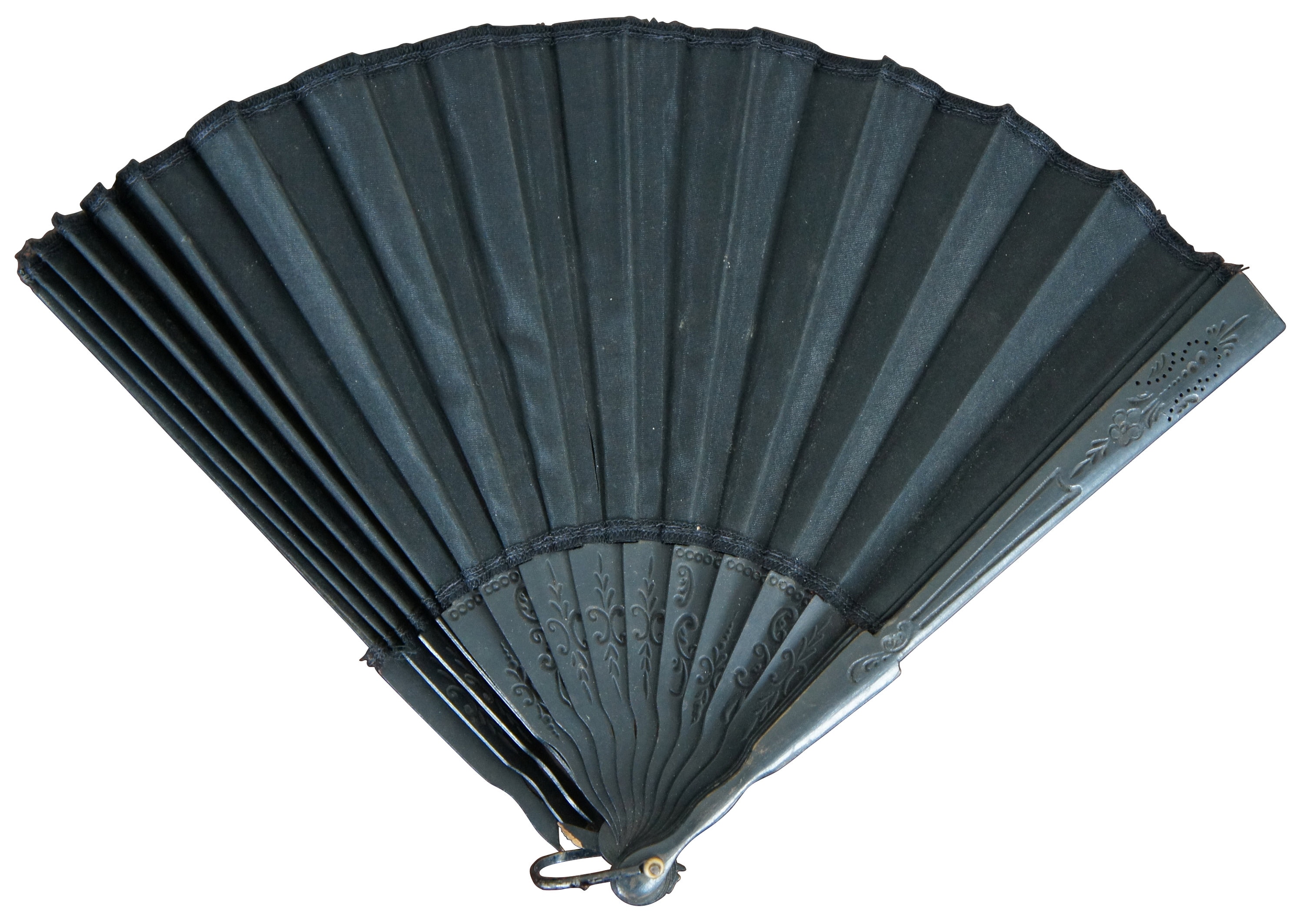 Antique 1860s Victorian Wood & Fabric Carved Folding Hand Fan Box ...