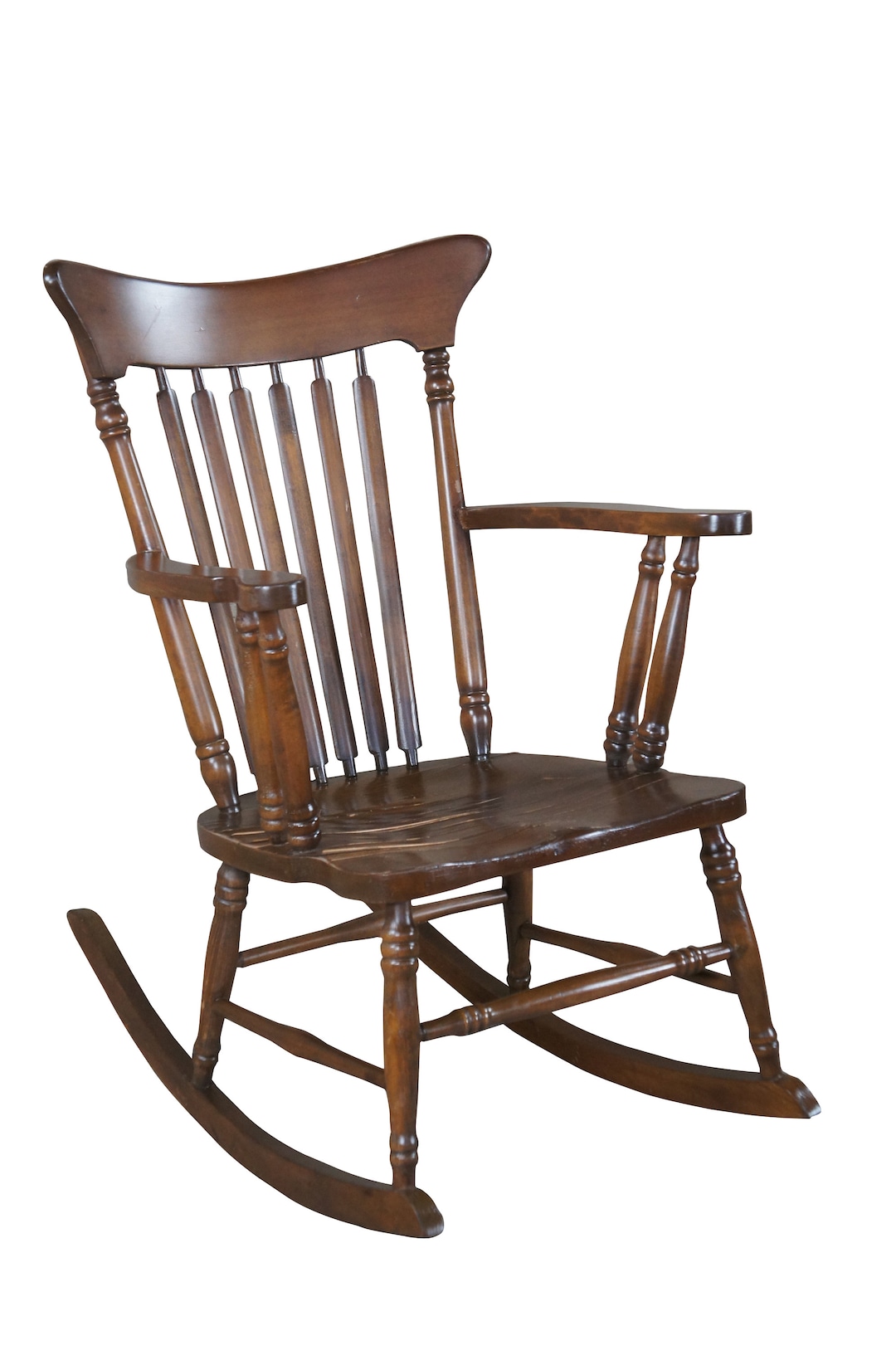Antique Windsor Farmhouse Style Maple Stat Back Rocking Chair & Cushion ...