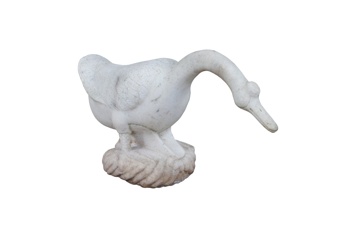 Antique Italian Carved Marble Stone Goose Geese Bird Garden Sculpture ...