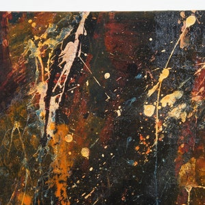 Vintage Original Abstract Fire Burning Bonfire Oil Painting on Canvas ...