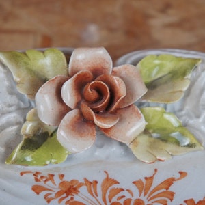 Vintage Capodimonte Italy Fine Porcelain Dish Floral Pastel Pink Rose ...