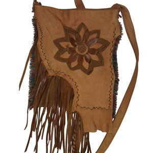 Vintage Native American Floral Leather Tapestry Shoulder Bag Satchel ...