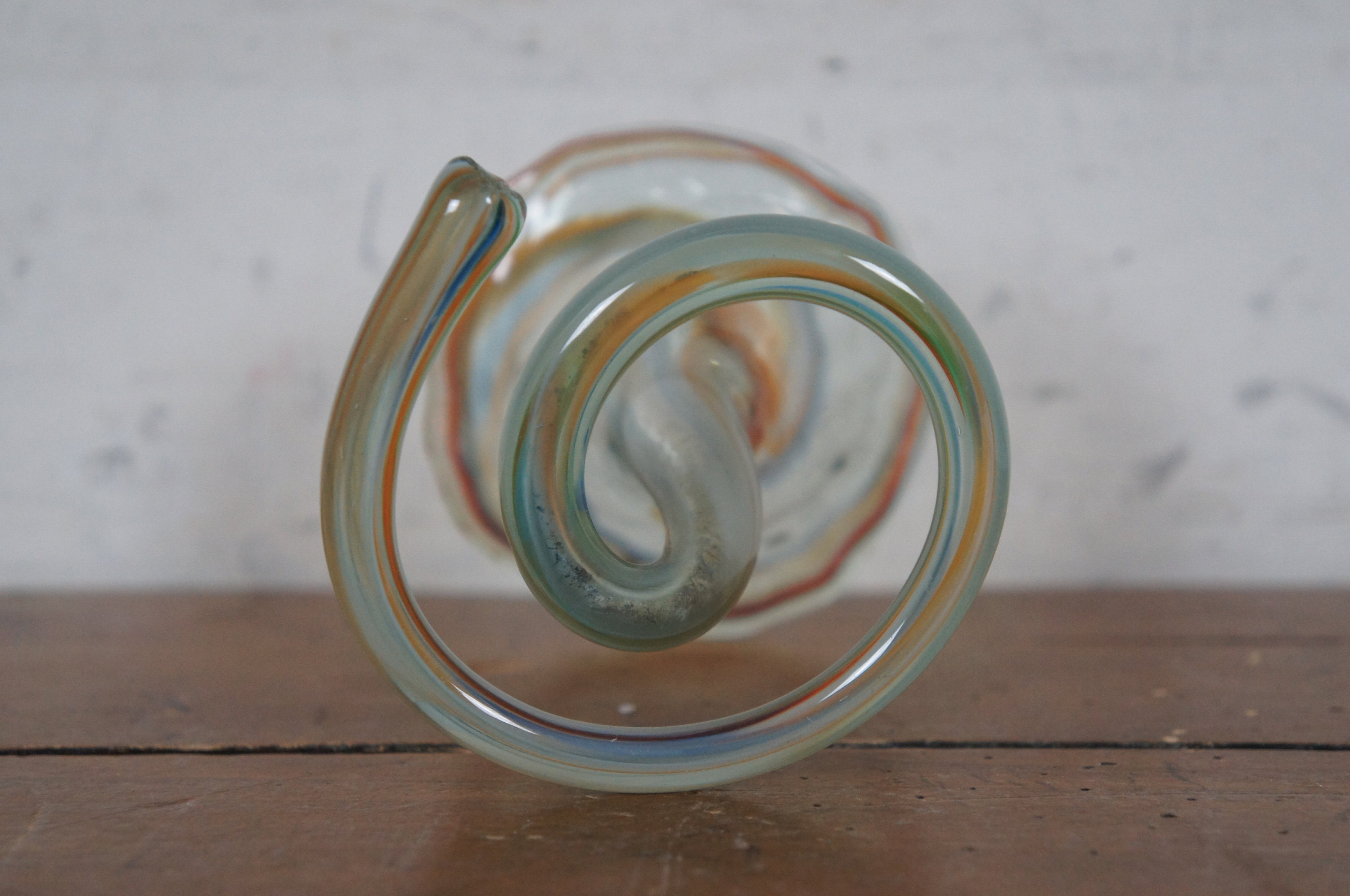 Vintage Hand Blown Art Glass Trumpet Tulip Coil Bud Vase 5" - Etsy